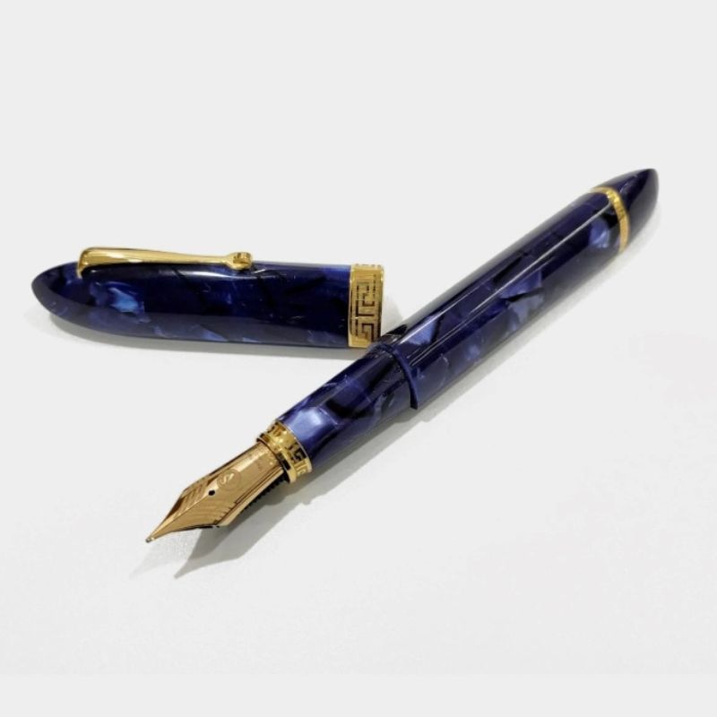 アルマンドシモーニクラブ 限定生産品 トリアンゴロ ブルー・ラ・ロイヤル セルロイド ゴールドトリム 万年筆 ASC Triangolo ...