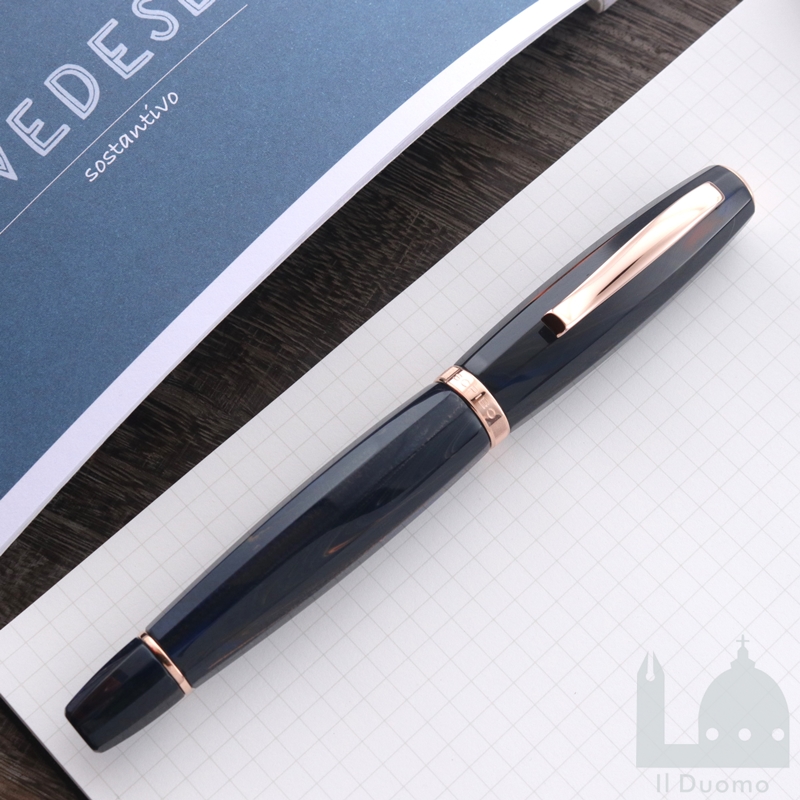 スクリーボ 限定生産品 フィール ブルーカリッフォ 万年筆 ローズゴールドトリム 14Kフレックス/18Kニブ SCRIBO Feel Blu ...